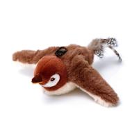 China Interactive Smart Electric Rechargeable Plush Flapping Bird Toy for Dogs and Cats Touch Activated Sparrow Chirp Tweet Pet for sale