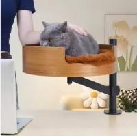 China 2025 New Design Height Adjustable Wooden Desk Cat Bed Safety Cat Shelves with Metal Frame for Cat Lovers for sale