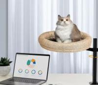 China 2025 New Design Height Adjustable Wooden Desk Cat Bed Safety Cat Shelves with Metal Frame for Cat Lovers for sale