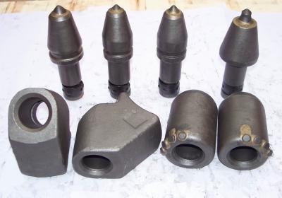 China Cemented Carbide and Alloy Steel Piling Tooth Holder with Forging Process and 19mm/22mm Carbide Diameter for Foundation Drilling for sale
