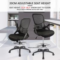 China High Back Mesh Ergonomic Drafting Chair Tall Standing Desk Stool with Adjustable Foot Ring Flip Up Arms for sale