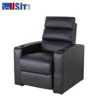 China 840mm Genuine Leather Theater Electric Recliner Chair with Adjustable Headrest Height for sale