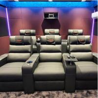 China Black Double Luxury Commercial Theater Seating Recliner Sofa with USB and LED Lighting for sale