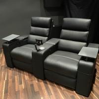 China Black Double Luxury Commercial Theater Seating Recliner Sofa with USB and LED Lighting for sale