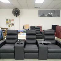 China Black Double Luxury Commercial Theater Seating Recliner Sofa with USB and LED Lighting for sale