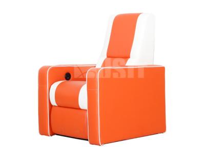 China PU Leather Electric Recliner Sofa Orange 580mm Center with Reading Lamp for VIP Cinema for sale