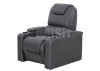 China Black PU Leather Electric Lift Recliner Chair 580mm Center Cinema Sofa with Embroidery Logo for sale