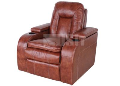China USIT Comfort Series Single Home Theater Seat Brown Leather Recliner with Padded Armrest for sale