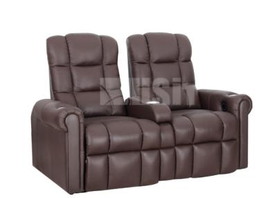 China Custom Leather Electric Recliner Couch 2-Seat Home Theater VIP Lounge Chair with Heat Seat Cushion for sale