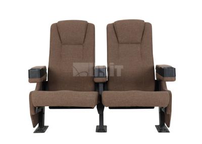 China Commercial Movie Theater Seating with Tip Up Armrest High Strength Steel Structure 55kg m3 Foam Density for sale