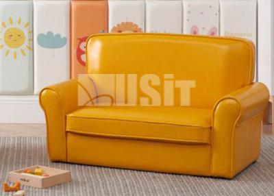 China USIT Kids Toddler Double Seat Sofa Couch 2 Seater PVC Leather Pink Yellow for sale