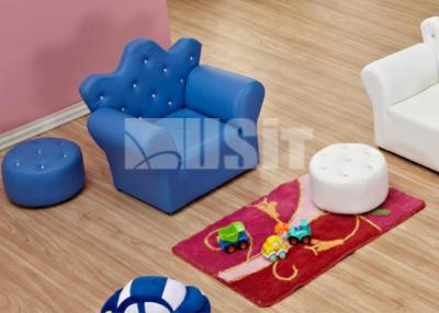 China Kids Sofa Armchair with Ottoman Blue PVC Leather 1 Seat Children Toddler Birthday Gift for sale