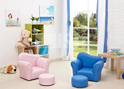 China Childrens Pink Armchair Sofa with Ottoman for Toddlers PVC Leather Easy Clean for sale