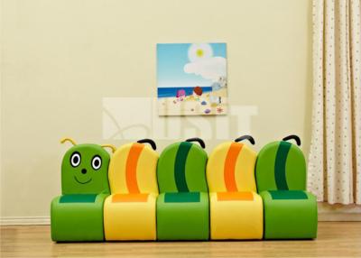 China Kawaii Cute Caterpillar Shape Kids Sofa Chair 5 Seater for Kindergarten PVC Wood for sale