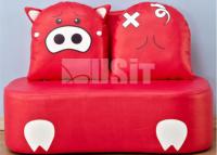 China Kids Sofa Animal Peggy Pig Children Couch Red Faux Leather 2-3 Seat for sale