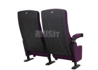 China Commercial Steel Frame Theater Seating Purple Rocker Back 2-Seat Cinema Chair 55kg/m³ Foam for sale