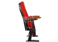 China Foldable Aluminum Leg Church Auditorium Chair Tip Up Seat with Solid Wood Armrest 500mm Seat Width for sale