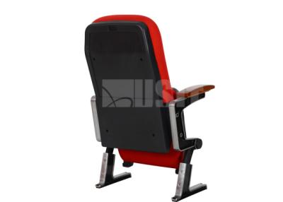 China Foldable Aluminum Leg Church Auditorium Chair Tip Up Seat with Solid Wood Armrest 500mm Seat Width for sale