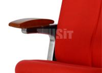 China Foldable Aluminum Leg Church Auditorium Chair Tip Up Seat with Solid Wood Armrest 500mm Seat Width for sale