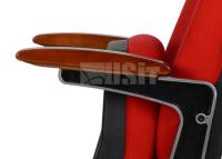 China Foldable Aluminum Leg Church Auditorium Chair Tip Up Seat with Solid Wood Armrest 500mm Seat Width for sale