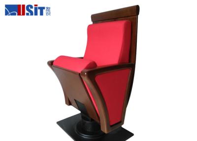 China High End Wooden Auditorium Theater Seating Red Color 580mm Center with Single Steel Leg for sale