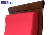 China High End Wooden Auditorium Theater Seating Red Color 580mm Center with Single Steel Leg for sale