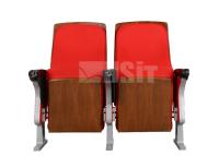 China Red Church Theatre Seating Wood Outer Back Auditorium Chair 580mm Center for sale