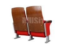 China Red Church Theatre Seating Wood Outer Back Auditorium Chair 580mm Center for sale