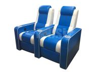 China Electric Recliner Theater Chair Blue White Faux Leather 580mm Center Width for sale