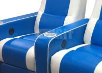 China Electric Recliner Theater Chair Blue White Faux Leather 580mm Center Width for sale