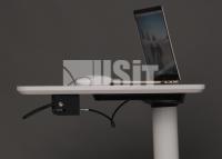 China Single Metal Mobile Gas Lifting Sit To Stand Desk With Wheels for sale