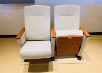 China Commercial Auditorium Padded Church Chairs Wooden Finish Seat 580mm Center for sale