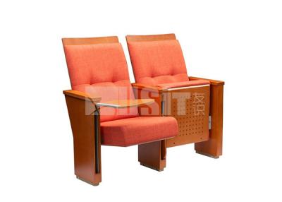 China Molded Foam Fabric Orange Lecture Hall Chair With Writing Tablet for sale