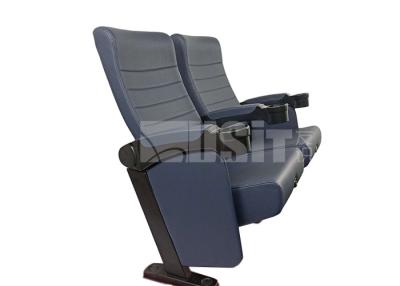 China Ergonomics Full PU Folding Theater Seating 90 Degree Angle Arm Steel Structure 55kg Density for sale