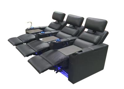 China 3 Seat Home Theater Recliner Sofa Lounge with Cup Holder Electric Recline 34kg Foam for sale