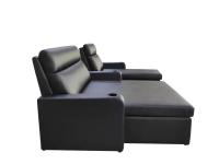 China 12mm Plywood Leather Recliner Chair Movie Theater Sofa Bed with Cup Holder for sale
