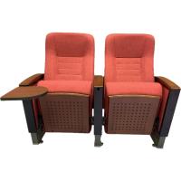 China Fabric Auditorium Seating Chairs With Wooden Writing Table Pad for sale