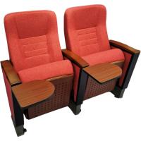 China Fabric Auditorium Seating Chairs With Wooden Writing Table Pad for sale