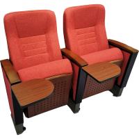 China Fabric Auditorium Seating Chairs With Wooden Writing Table Pad for sale