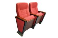 China Red Aluminum Conference Room Chair with Wood Armrest Fabric Padded 580mm Center for sale
