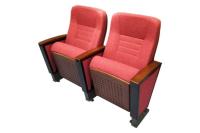 China Red Aluminum Conference Room Chair with Wood Armrest Fabric Padded 580mm Center for sale
