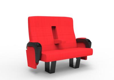 China Commercial Cinema Lover Seat with Big Cup Holder Heavy Duty Iron Frame 150mm Foam for sale