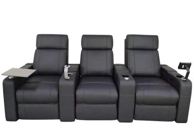 China PU Leather Electric Recliner Chair Single Movie Lounge Sofa with Motorized Headrest 34kg/m3 Foam for sale