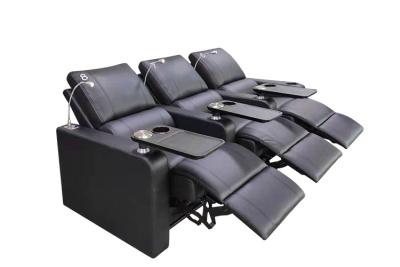 China 3 Seats Motorized Power Recliner Sofa with USB Charging and LED Light for Living Room Theater for sale