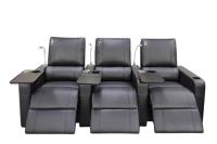 China Faux Leather Power Home Theater Recliner Sectional Sofa with Raised Armrest Black 34kg Foam Density for sale