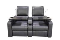 China Faux Leather Power Home Theater Recliner Sectional Sofa with Raised Armrest Black 34kg Foam Density for sale