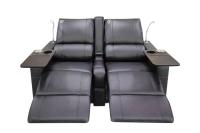 China Faux Leather Power Home Theater Recliner Sectional Sofa with Raised Armrest Black 34kg Foam Density for sale