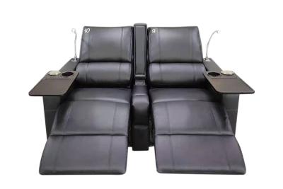 China Faux Leather Power Home Theater Recliner Sectional Sofa with Raised Armrest Black 34kg Foam Density for sale