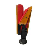 China Solid Wood Armrest Folding Conference Chair 580mm Center Church Red Portable Theatre Seats for sale