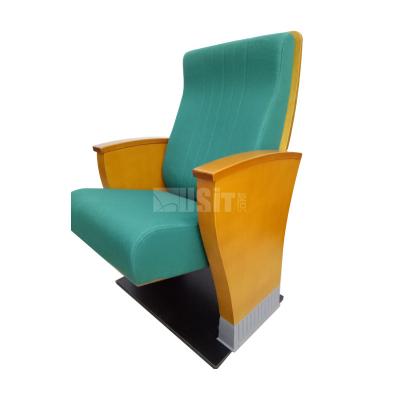 China Green Fabric Auditorium Theater Seating Upholstered Hotel Banquet Church Chair 580mm Center for sale